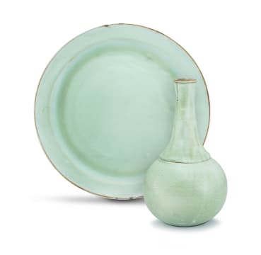 A large Linn Ware celadon-glazed dish | Strauss & Co