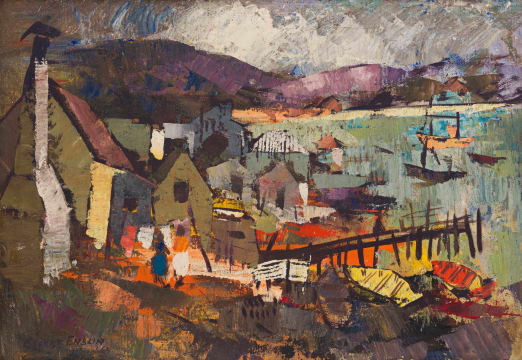 View of Jetty and Boats by George Enslin | Strauss & Co