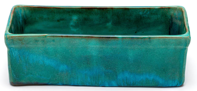 A Linn Ware blue, green and turquoise-glazed flower trough the ...