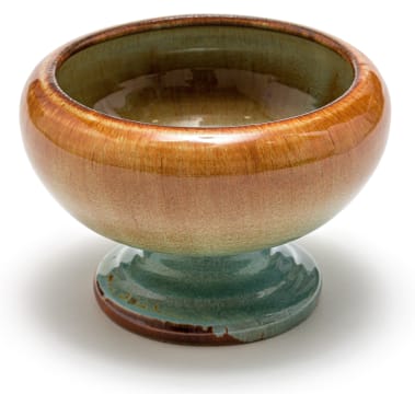 A Linn Ware russet and blue-glazed pedestal dish | Strauss & Co