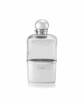 A Victorian silver-mounted glass hip flask, Frederic Purnell, London ...