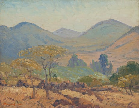 Landscape with Trees and Mountains by Jacob Hendrik Pierneef | Strauss & Co