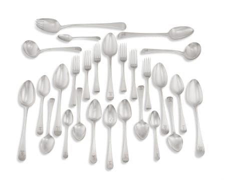 A miscellaneous collection of 'Old English' pattern silver flatware ...
