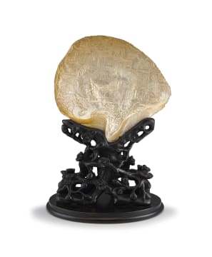 A Chinese mother-of-pearl carved shell, Qing Dynasty, 19th century ...