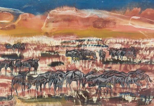 Wildebeest Beneath Red Dunes by Gordon Vorster | Strauss & Co