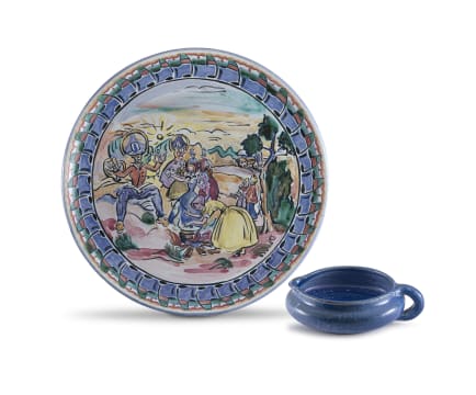 A Linn Ware painted dish, Thelma van Schalkwyk, 1951 | Strauss & Co