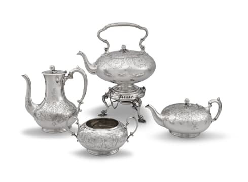 An Irish silver-plate four-piece tea service, Waterhouse, Dublin, 20th ...