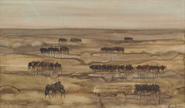 Wildebeest in an Arid Landscape by Gordon Vorster | Strauss & Co