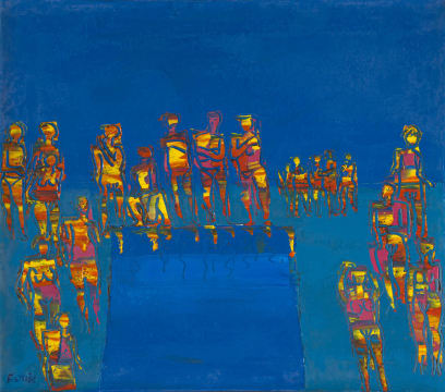 Figures Around a Swimming Pool by Walter Battiss | Strauss & Co