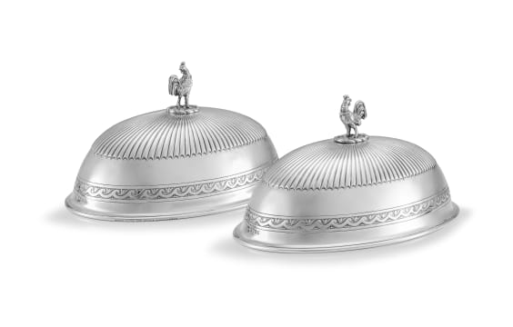 A pair of Victorian silver domes, John Hunt & Robert Roskell, London ...