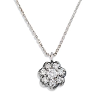 9k white gold cluster diamond pendant | Strauss & Co