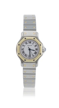 Cartier 18k gold and stainless steel 'Santos' wristwatch | Strauss & Co