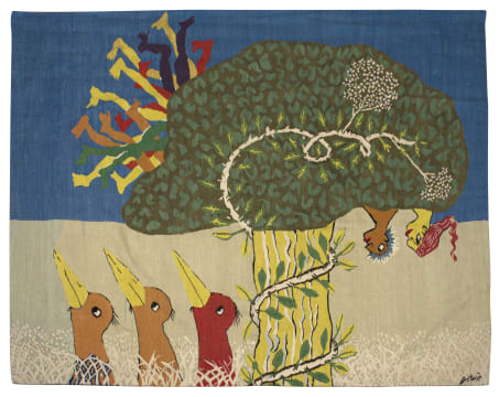 Ten People in the Mpipi Tree, tapestry by Walter Battiss | Strauss & Co
