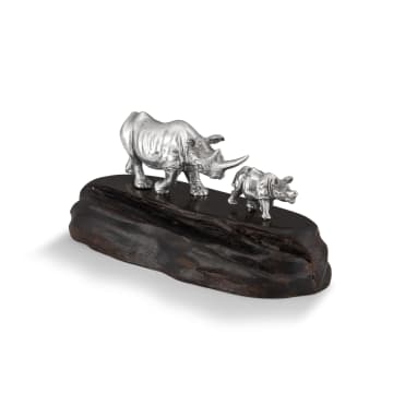 A silver rhinoceros with calf, Patrick Mavros, Harare | Strauss & Co