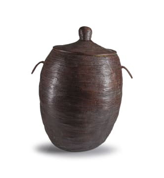 A Senegalese woven basket and cover by Unrecorded artist, Thies ...