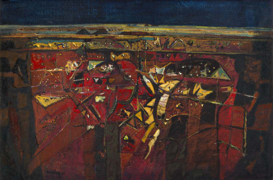 Namibian Landscape in Red and Yellow by Nico Roos | Strauss & Co
