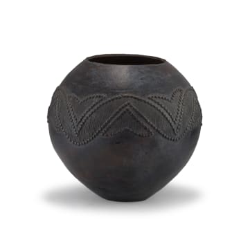 Pit-fired earthenware Ukhamba with relief and incised patterns by ...