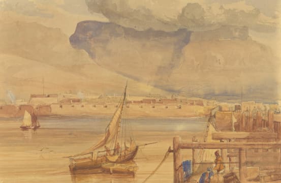 The Wooden Jetty, Old Imhoff Battery and Castle by Thomas Bowler ...