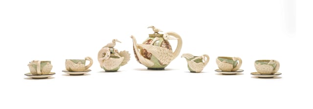 Hornbill tea set with four cups by Ardmore Ceramic Studio | Strauss & Co