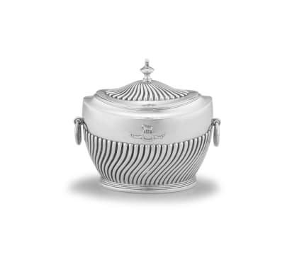 Edwardian silver tea caddy, John Bodman Carrington, London, 1903 the ...