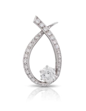 17k white gold diamond pendant claw-set round brilliant-cut diamond ...
