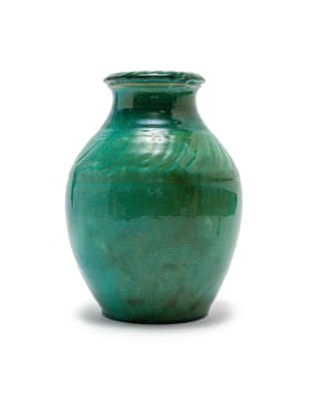 Bulbous vase with relief patterns by Linn Ware/Ceramic Studio | Strauss ...