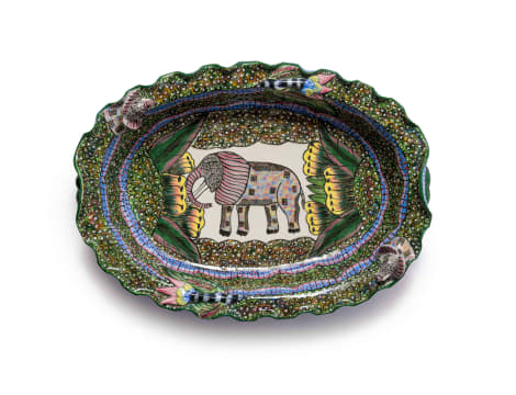 Dish with elephant and leaf motifs by Ardmore Ceramic Studio | Strauss & Co