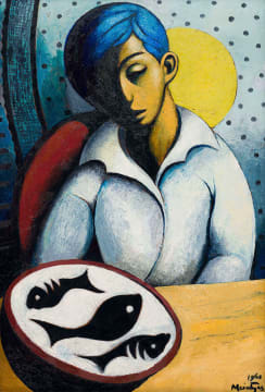 Seun met (Vis) Bak (Boy with Fish Bowl) (JM 861) by Johannes Meintjes ...