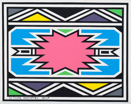 Untitled (Ndebele Pattern with Star Shaped Motif) by Esther Mahlangu ...