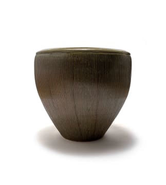 Jardinière with inverted rim and relief pattern by Digby Hoets ...