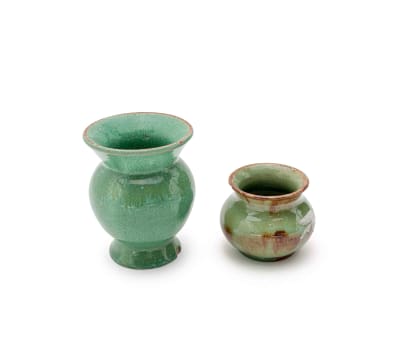 Small green vases, two by Linn Ware/Ceramic Studio | Strauss & Co