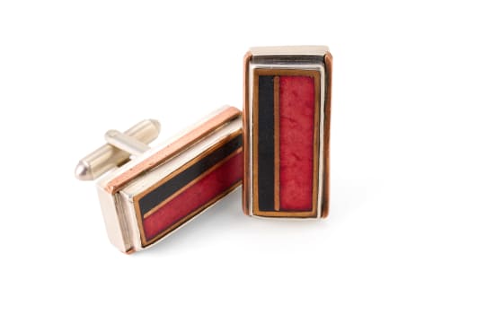 Margaret Richardson enamel and copper cuff-links | Strauss & Co