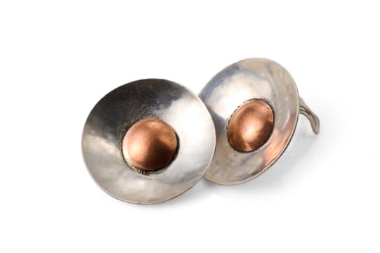 Kurt Jobst silver and copper disc earrings | Strauss & Co