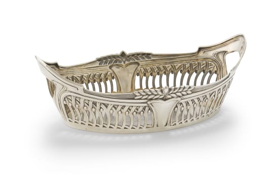 A German silver Art Nouveau two-handed basket, Seybold & Hirschauer ...