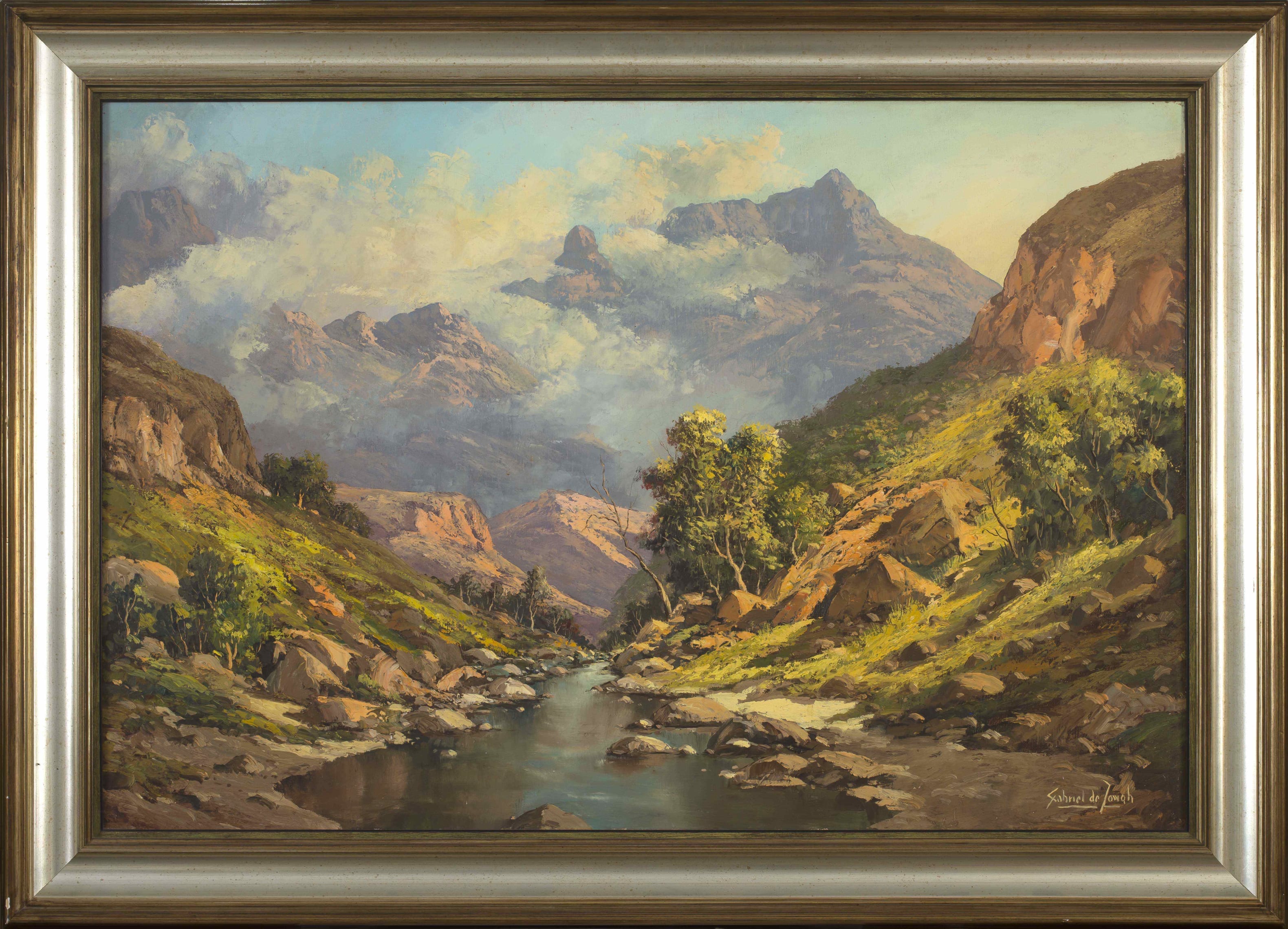 River in Mountainous Landscape by Gabriel de Jongh | Strauss & Co