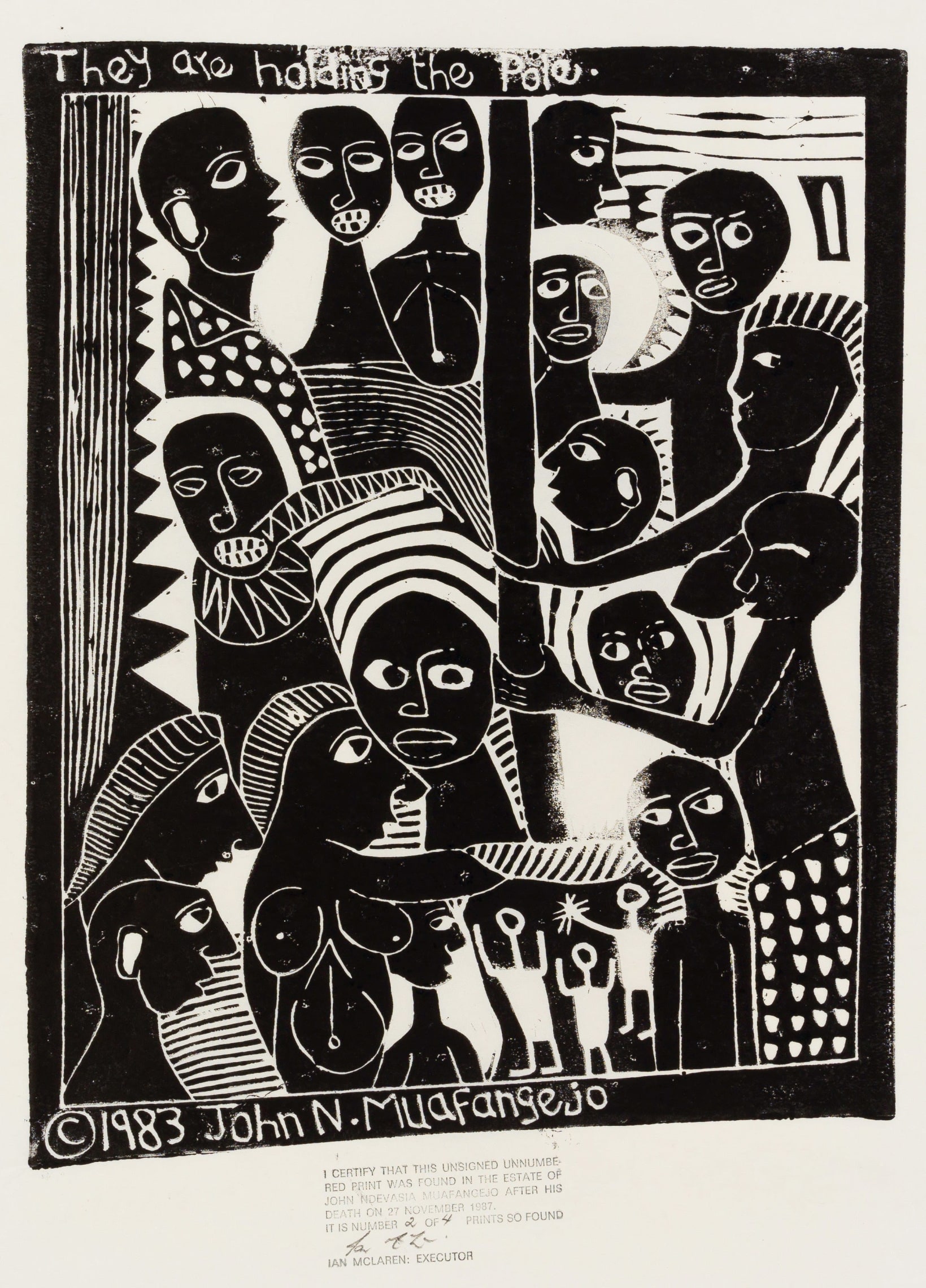 They are Holding the Pole by John Muafangejo | Strauss & Co