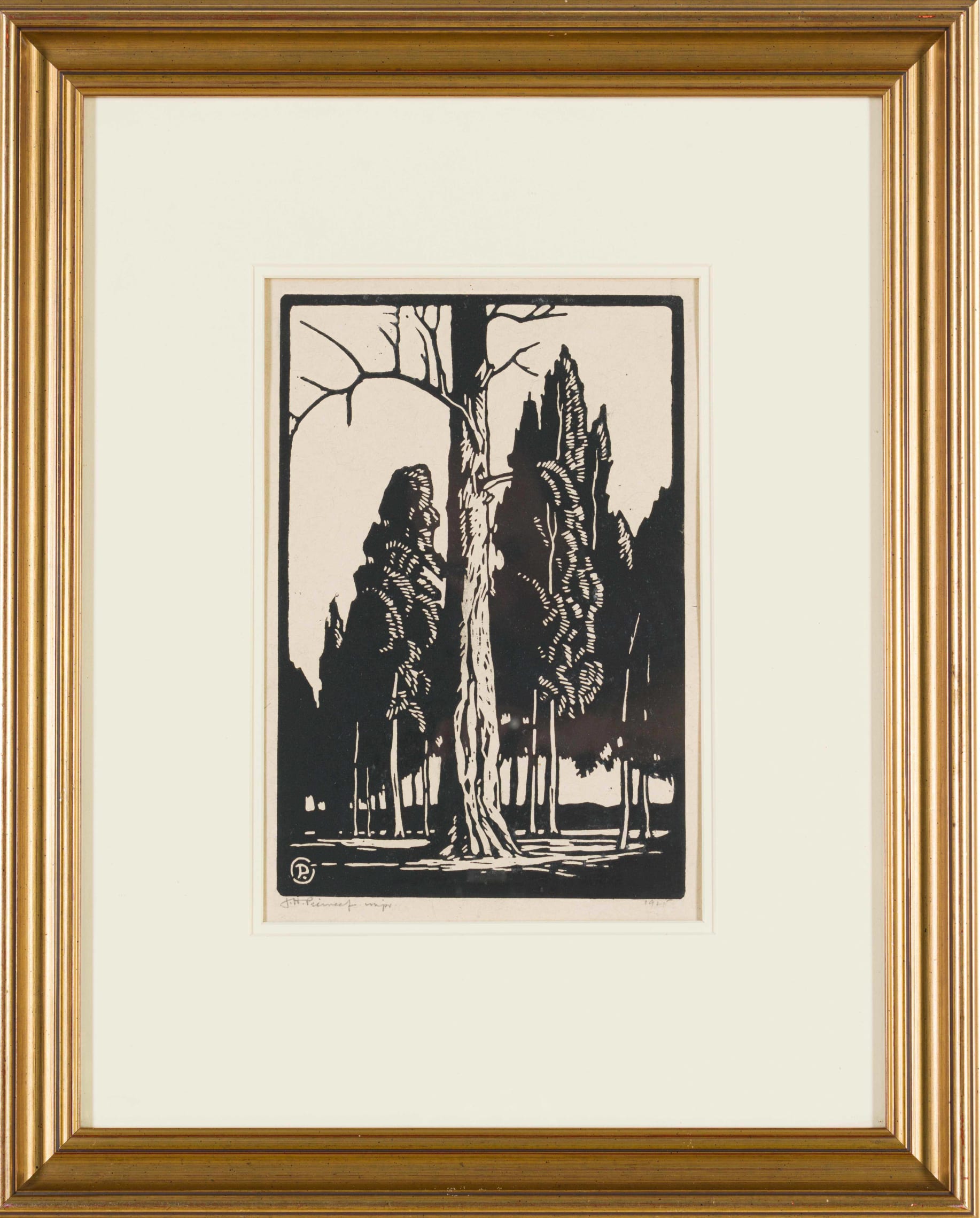 Tree Trunk and Pine Trees (Nilant 75) by Jacob Hendrik Pierneef ...