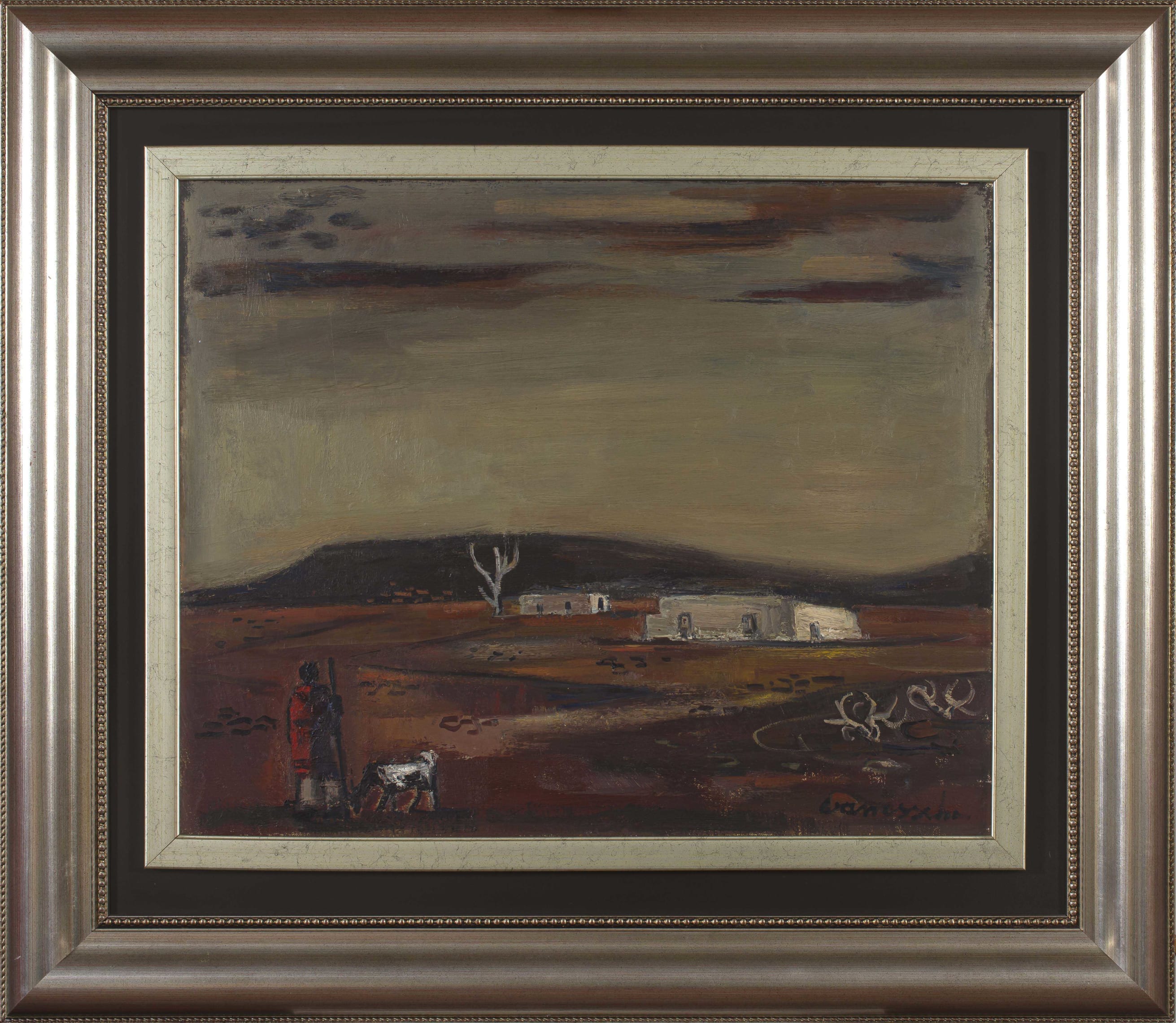 A Man and his Goat in a Landscape by Maurice van Essche | Strauss & Co