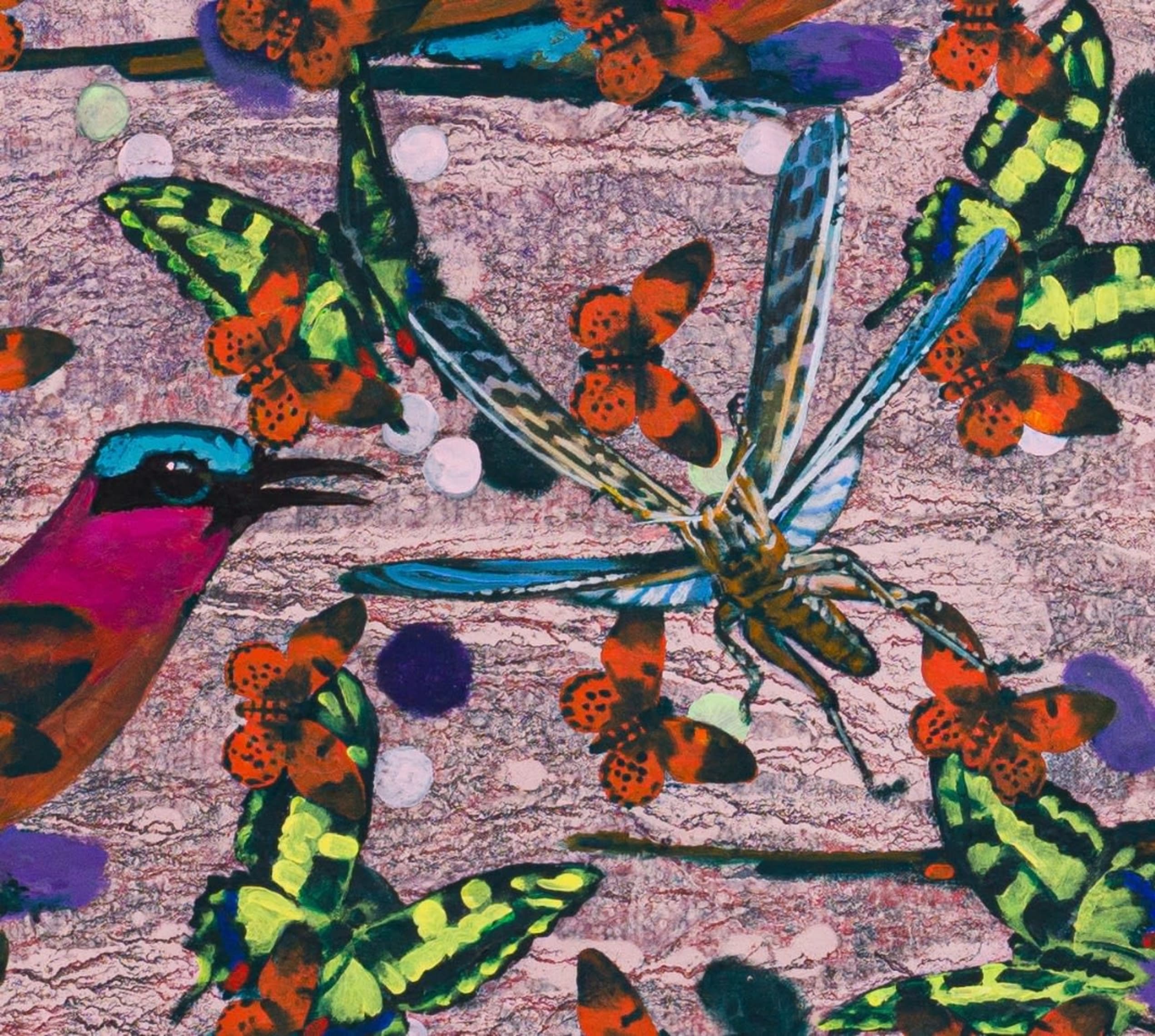 Composition with Carmine Bee-eaters, Butterflies and Locusts by Helmut ...
