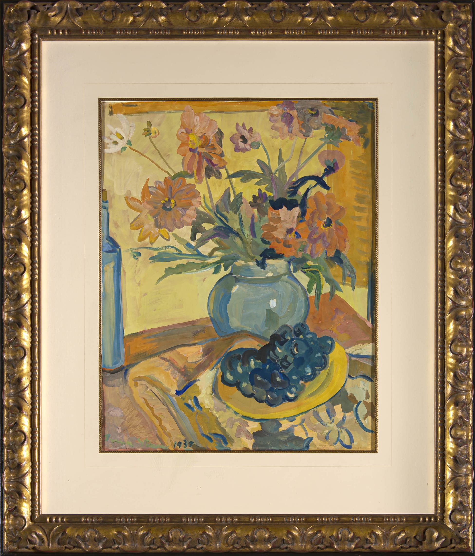 Still Life with a Vase of Flowers and a Plate of Grapes by Irma Stern ...