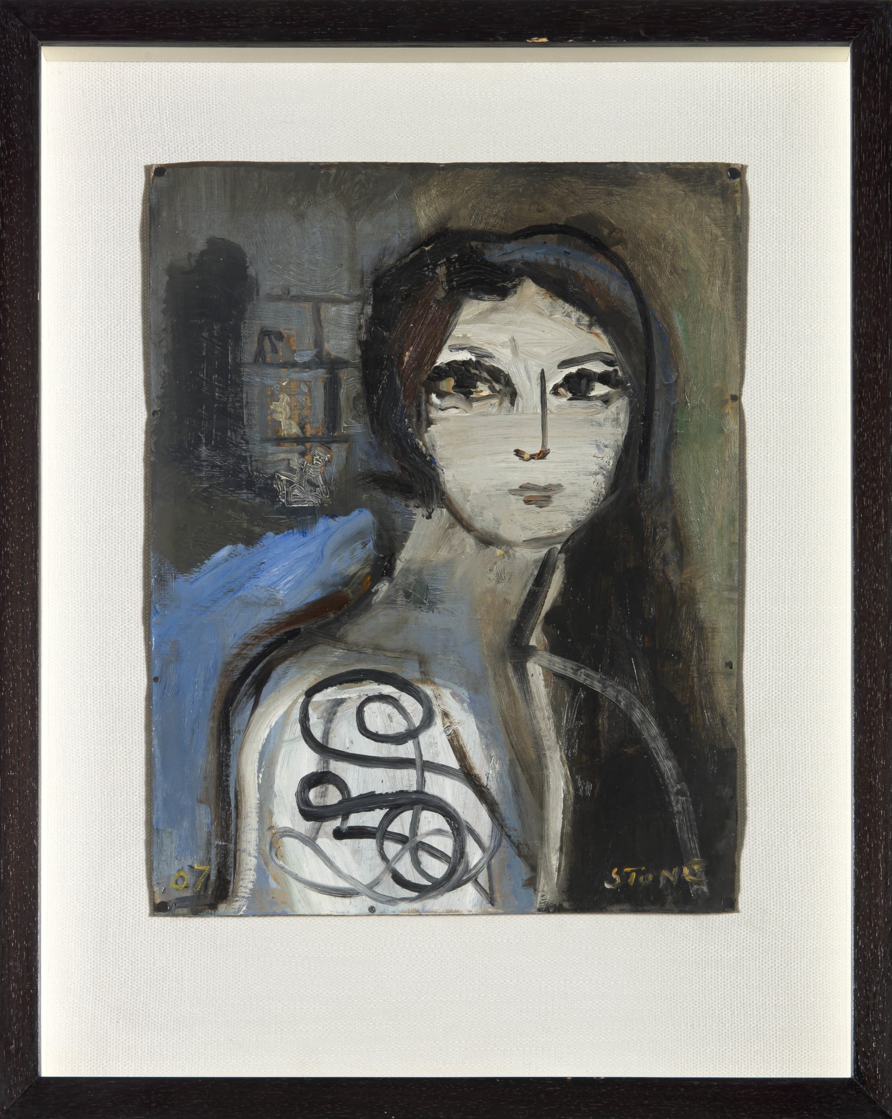 Portrait of a Girl with an Abstract Design on Her Shoulder by Simon ...