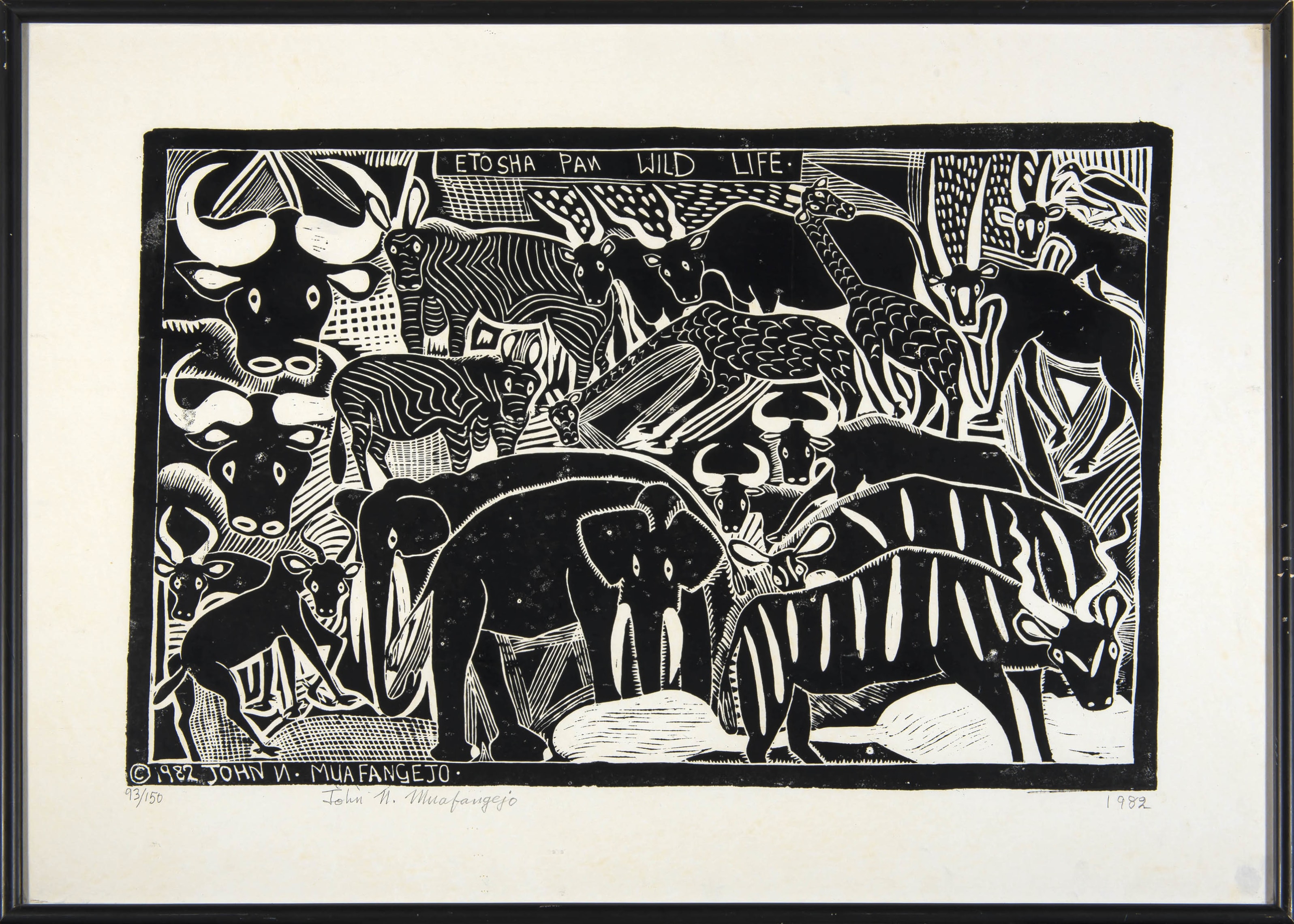 Etosha Pan Wild Life by John Muafangejo | Strauss & Co