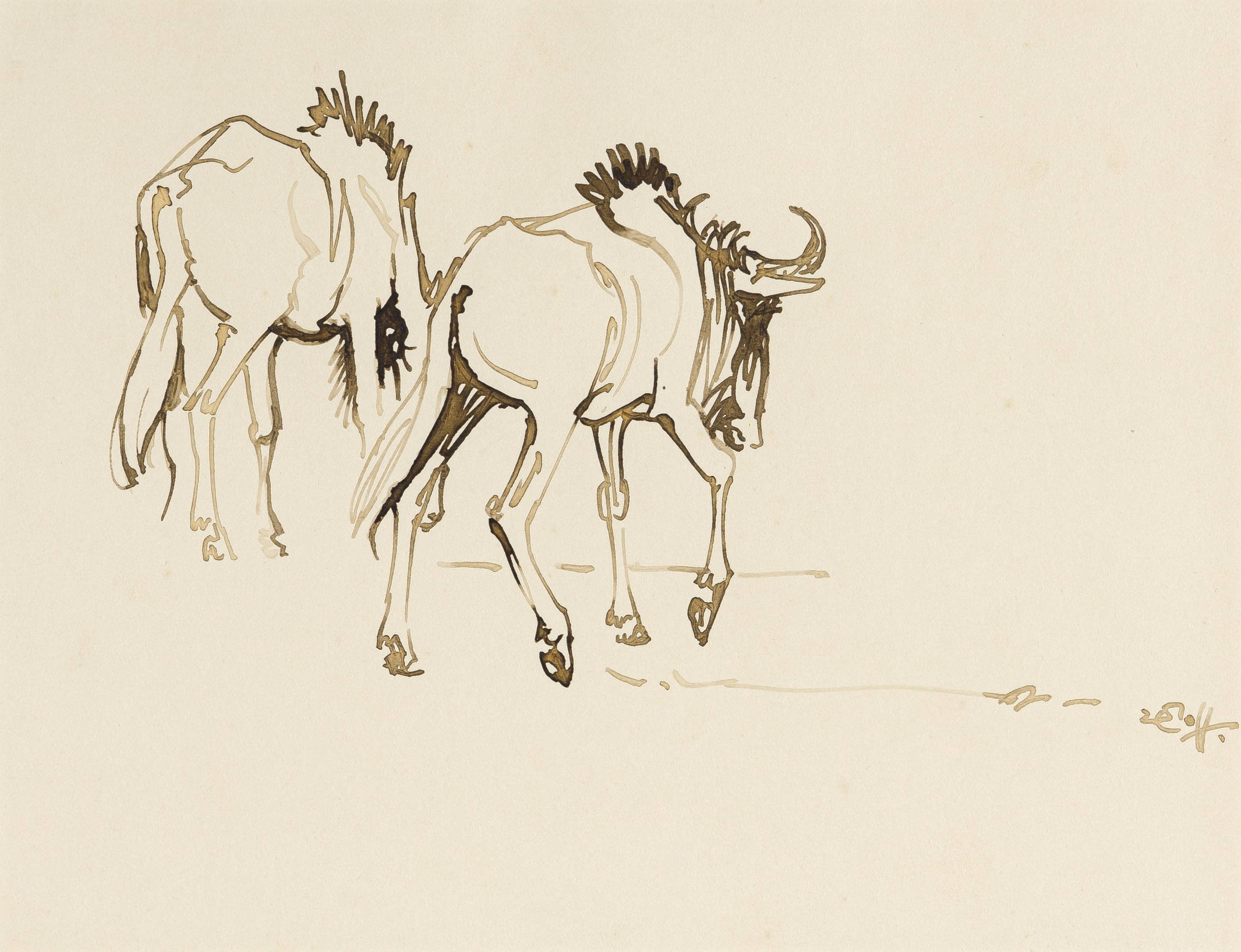 Springbok, two by Twee Wilde Beeste (Two Wildebeest) by Zakkie Eloff ...