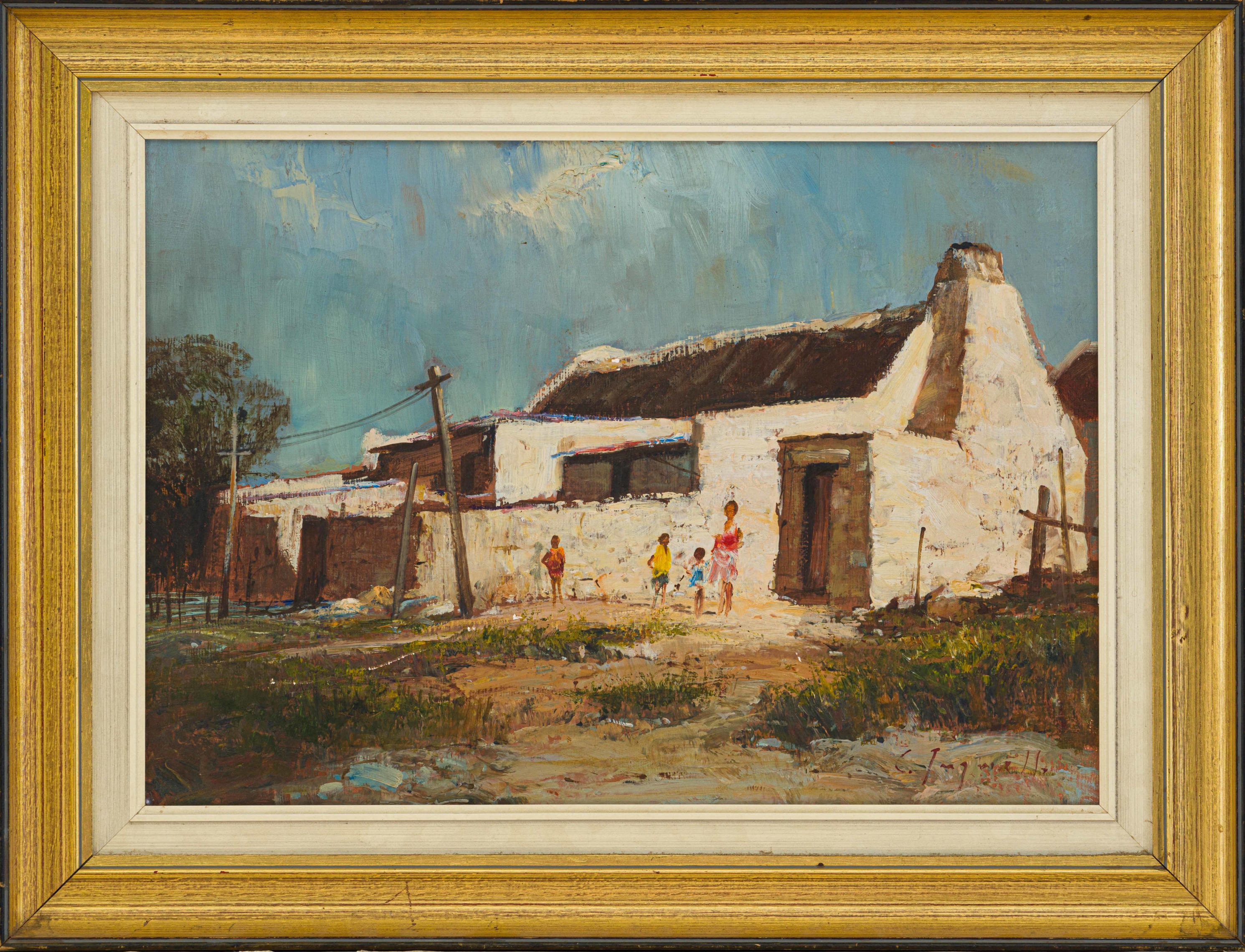 Figures Outside House by Christopher Tugwell | Strauss & Co