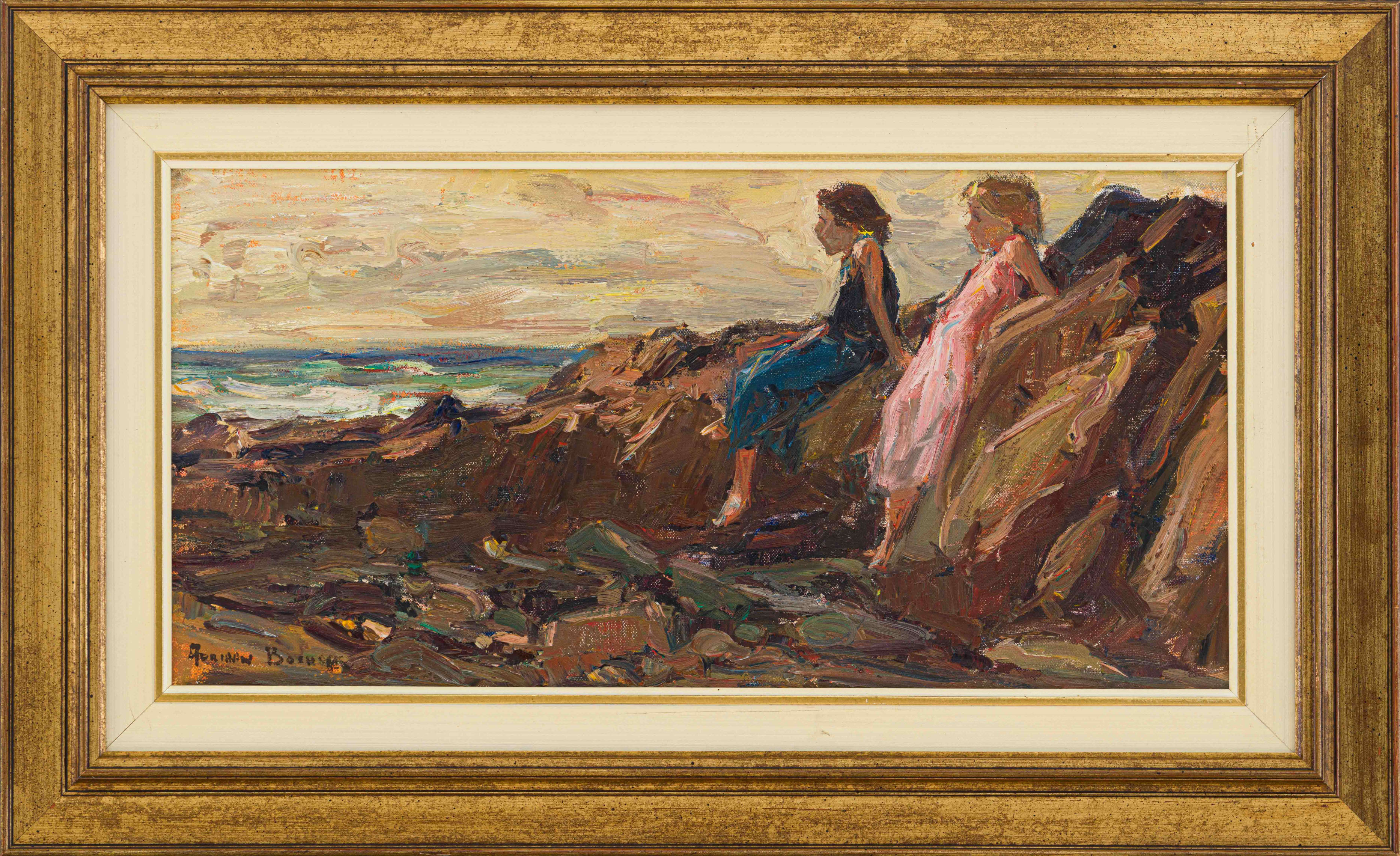 Girls Leaning on Rocks by Adriaan Boshoff | Strauss & Co
