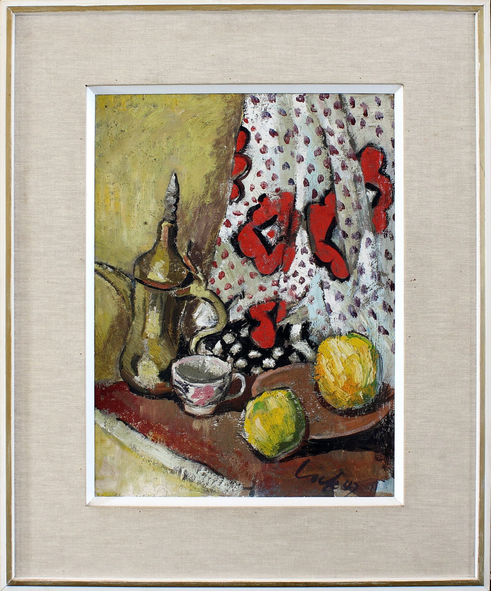 Still Life of Jug, Cup and Fruit by Freida Lock | Strauss & Co