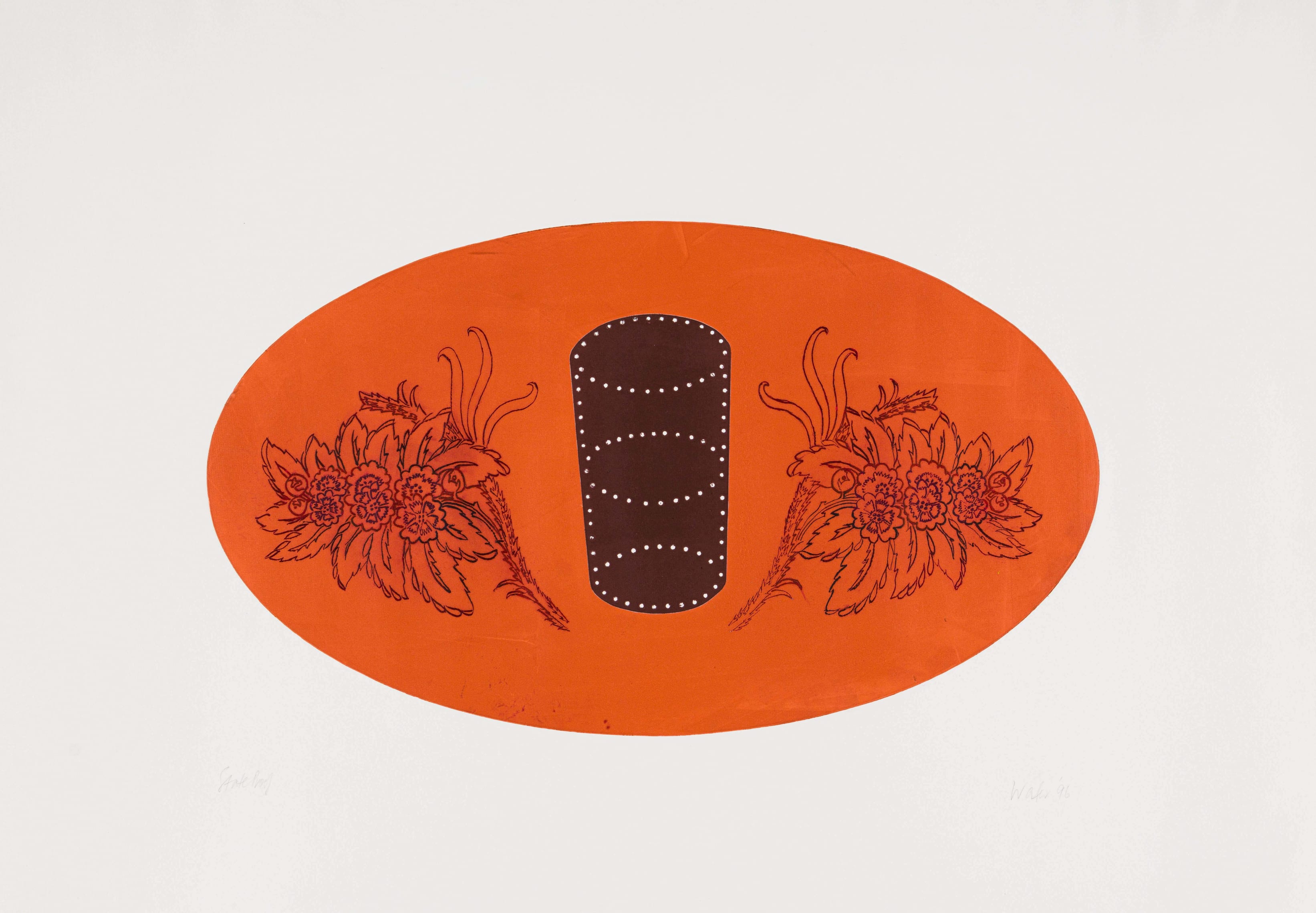 Orange Oval with Cylinder Form and Flowers by Jeremy Wafer | Strauss & Co