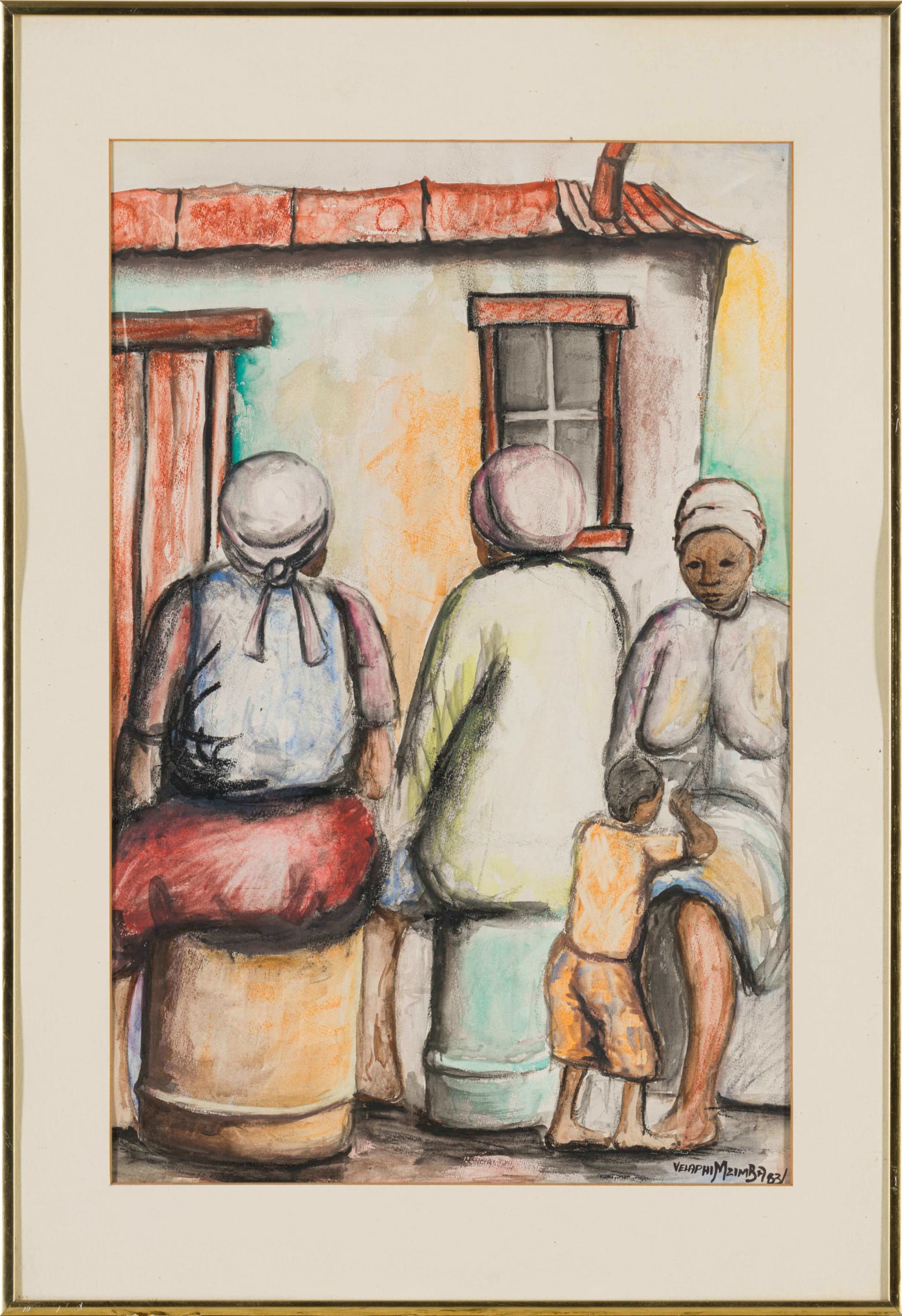 Seated Women and Child by Velaphi (George) Mzimba | Strauss & Co