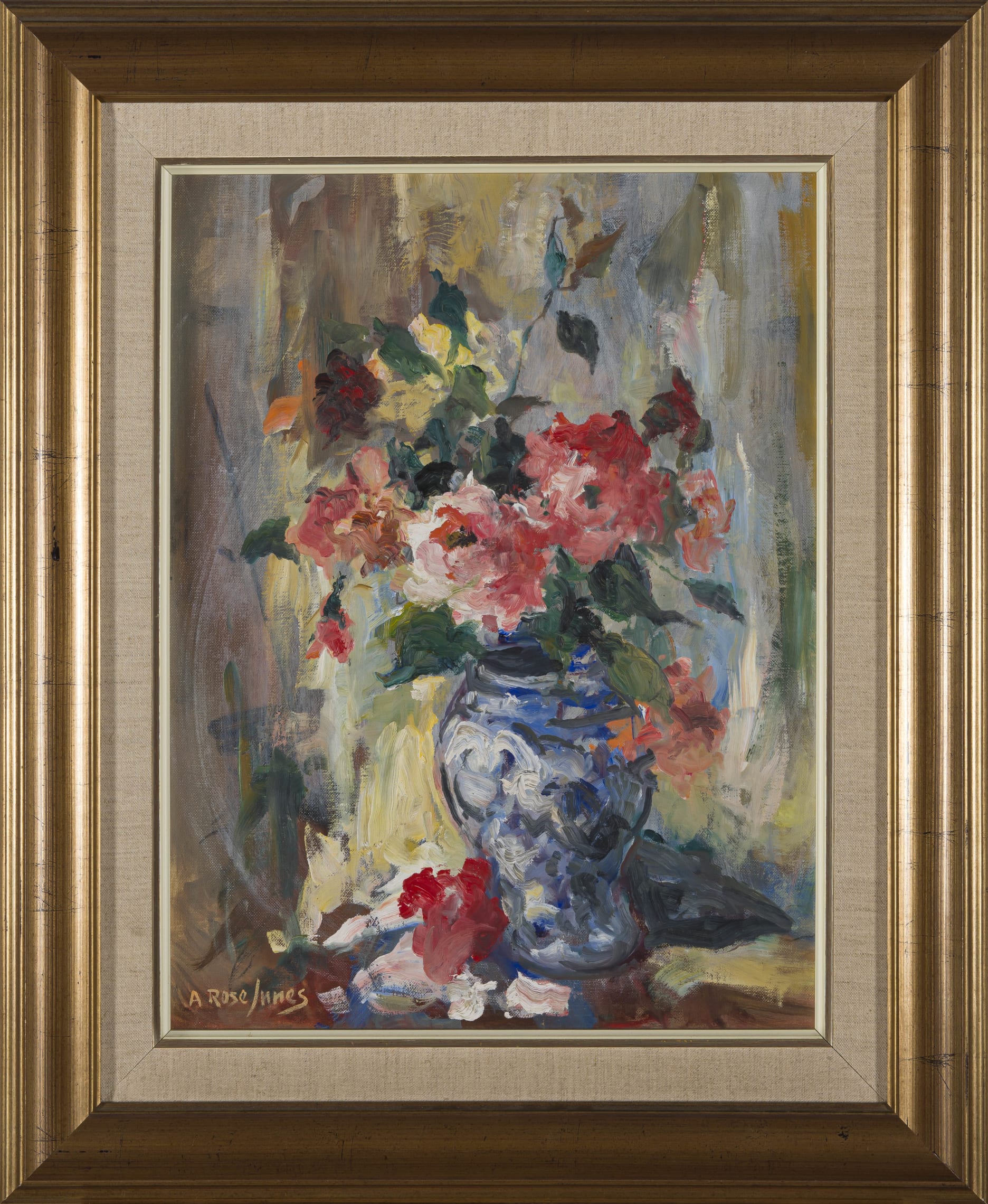 Roses in a Blue and White Vase by Alexander Rose-Innes | Strauss & Co