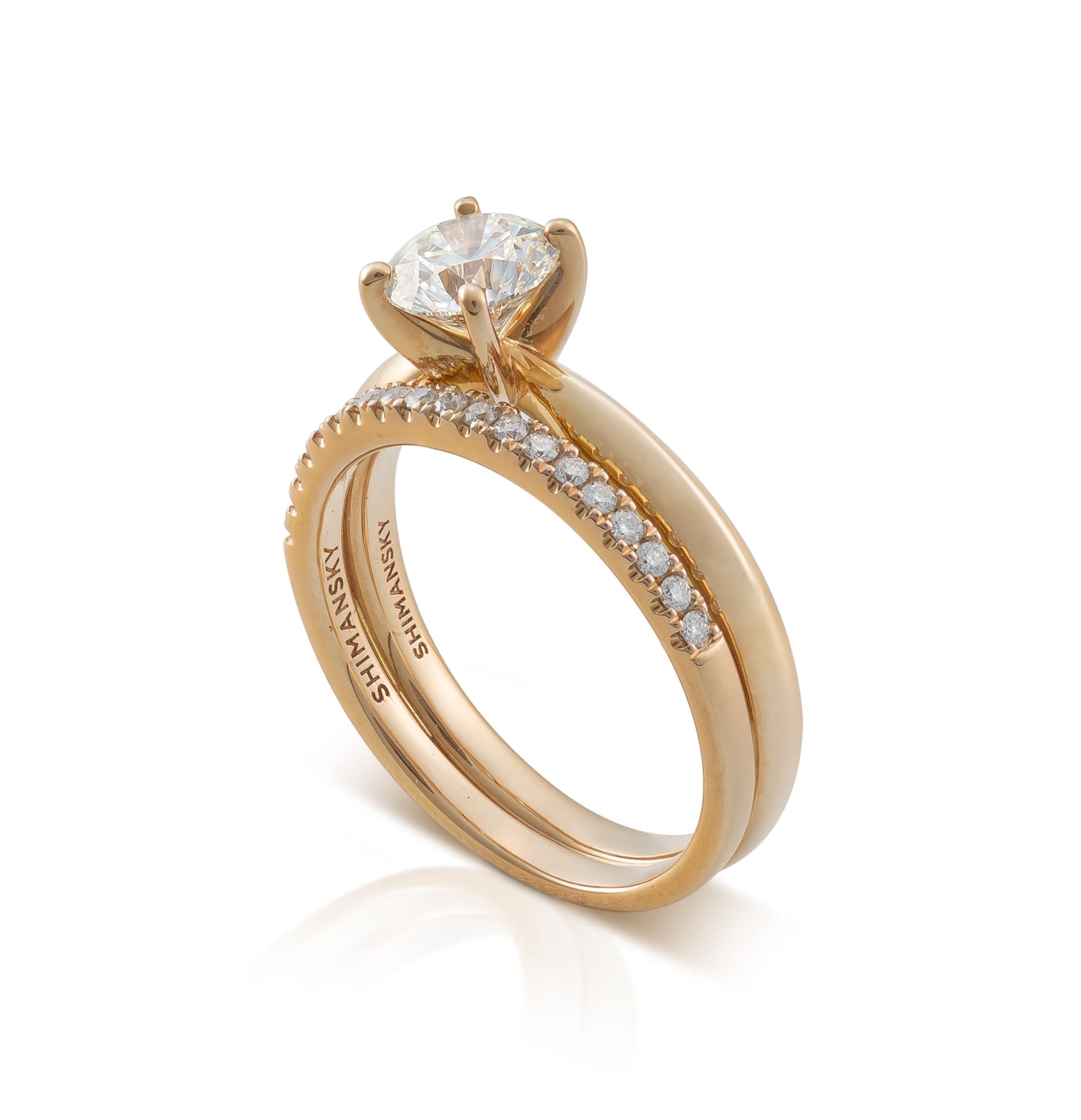 18k rose gold solitaire and eternity ring, Shimansky | Strauss & Co